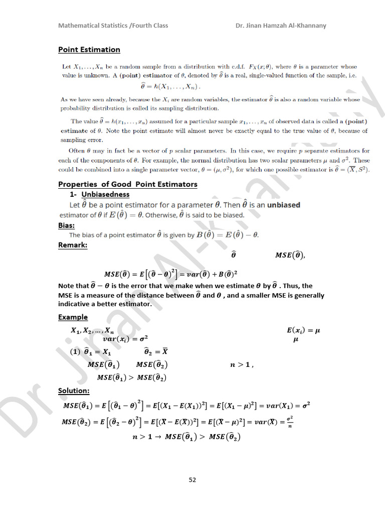 Properties of Point Estimators 2025 | PDF | Estimator | Mean Squared Error