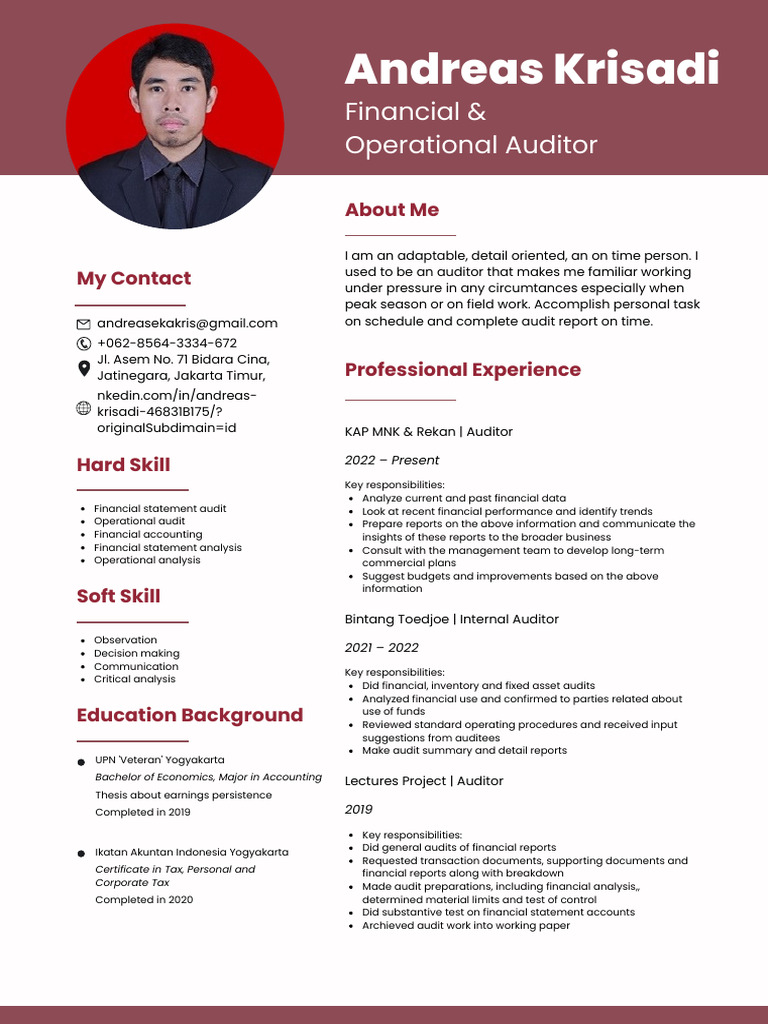 Curriculum Vitae - Andreas Eka Krisadi | PDF | Audit | Business