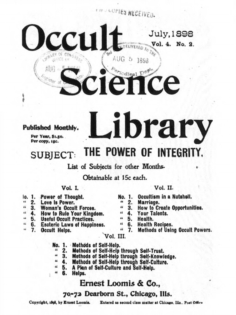 Occult Science Library v4 n2 Jul 1898 | PDF | Happiness | Thought