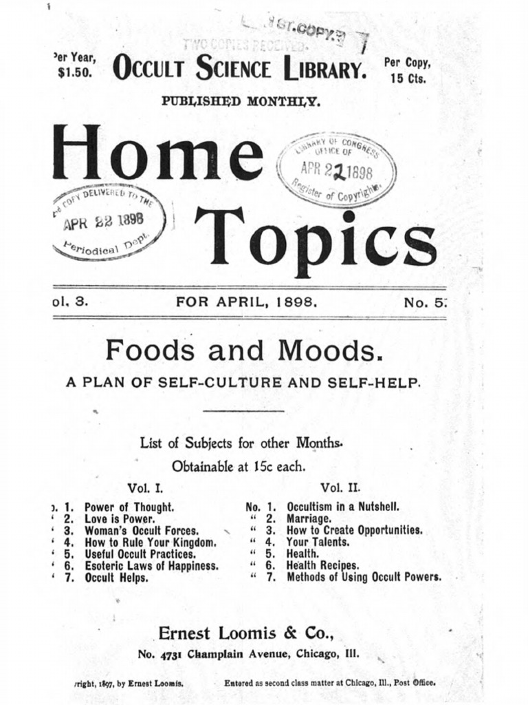 Occult Science Library v3 n5 Apr 1898 | PDF | Thought | Mind