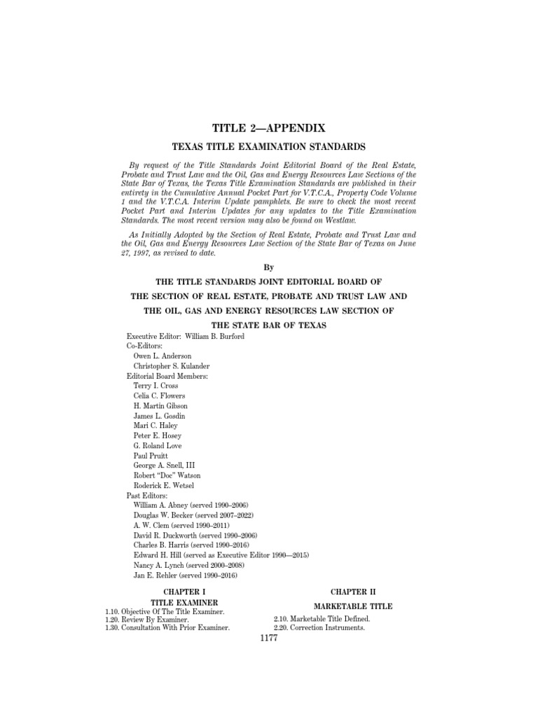 Texas Title Examination Standards Guide | PDF | Concurrent Estate ...