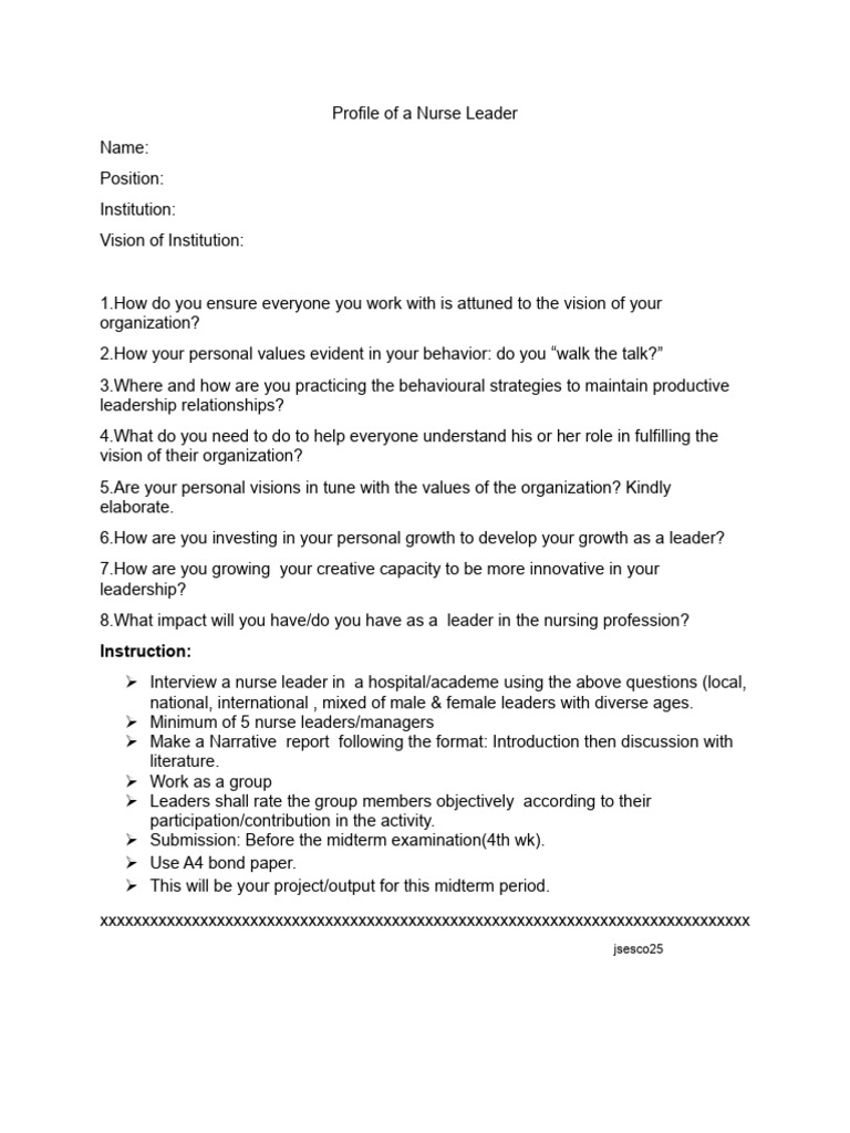 Profile of A Nurse Leader | PDF