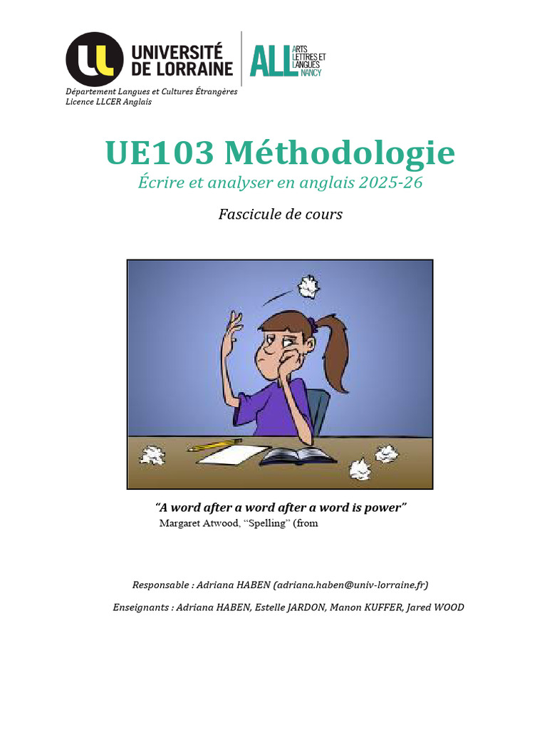 UE103 Fascicule de Cours 2025-26 | PDF | Gender | Gender Studies