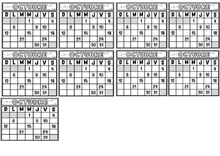Calendario Octubre | PDF