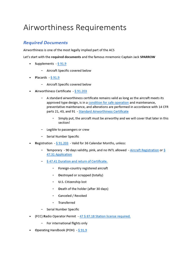 Airworthiness Requirements Overview | PDF | Instrument Flight Rules ...
