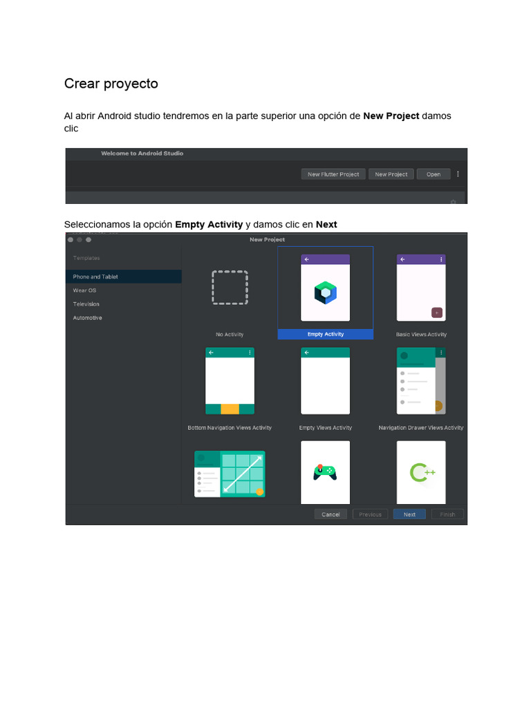 Crear Proyecto en Android Studio | PDF