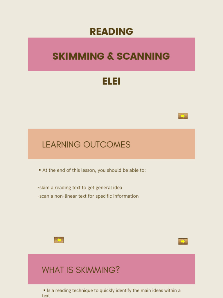 Reading Strategies Skimming and Scanning PDF | PDF | Speed Reading ...