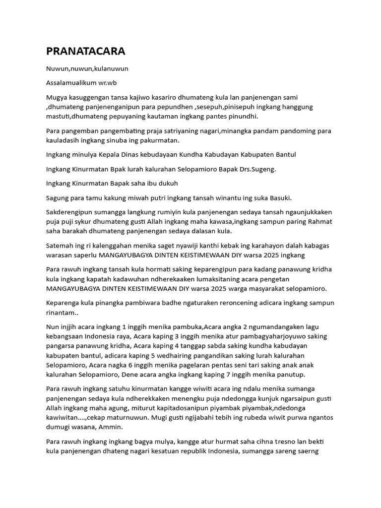 PRANATACARA Fiks | PDF
