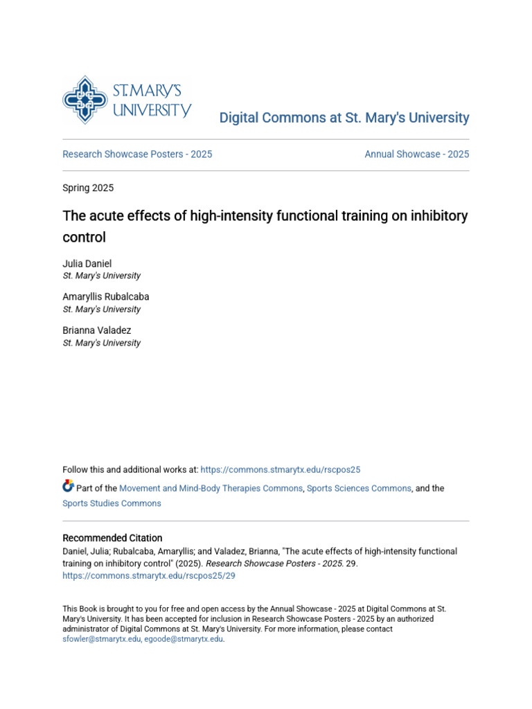 The Acute Effects of High-Intensity Functional Training On Inhibi | PDF ...