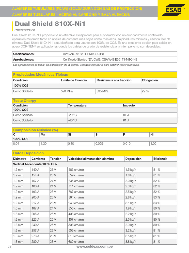Dual Shield 810X Ni1 | PDF | Soldadura | Construcción