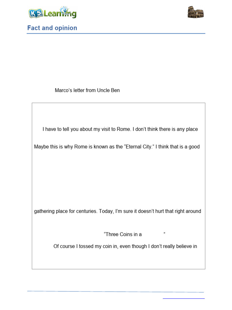 Grade 5 Fact Opinion B | PDF | Rome