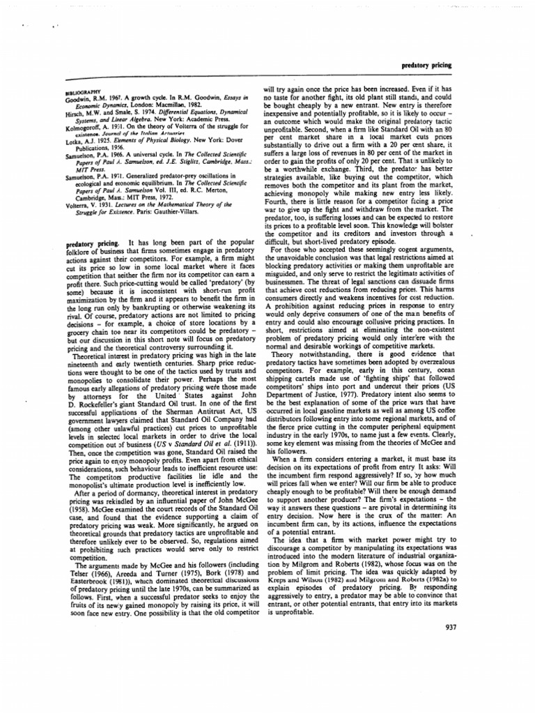Predatory Pricing | PDF