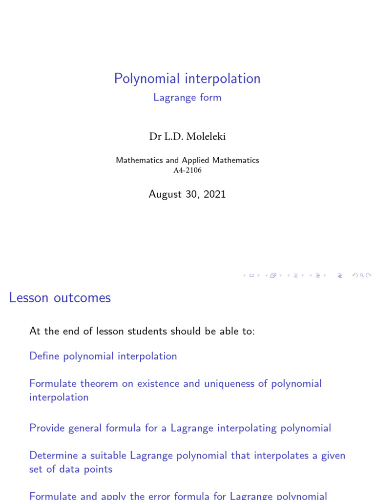Lecture Slides - Lagrange Interpolation | PDF | Interpolation | Mathematics