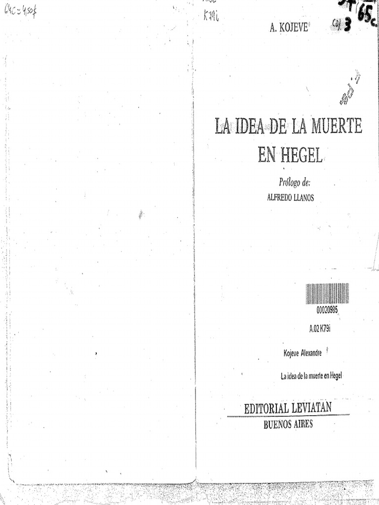 Kojève, A. La Idea de La Muerte en Hegel | PDF