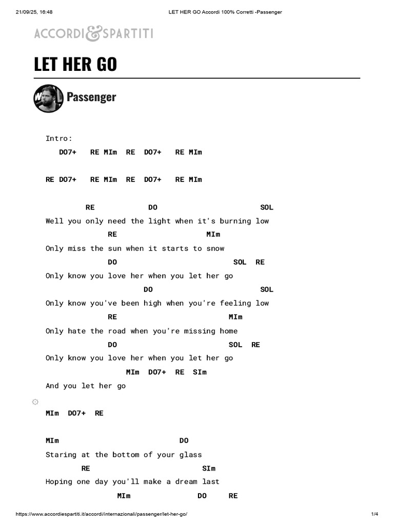 Let Her Go - Passenger Chords | PDF