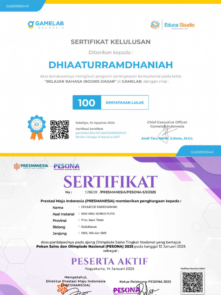 Sertif Yaya Lengkap - Compressed | PDF