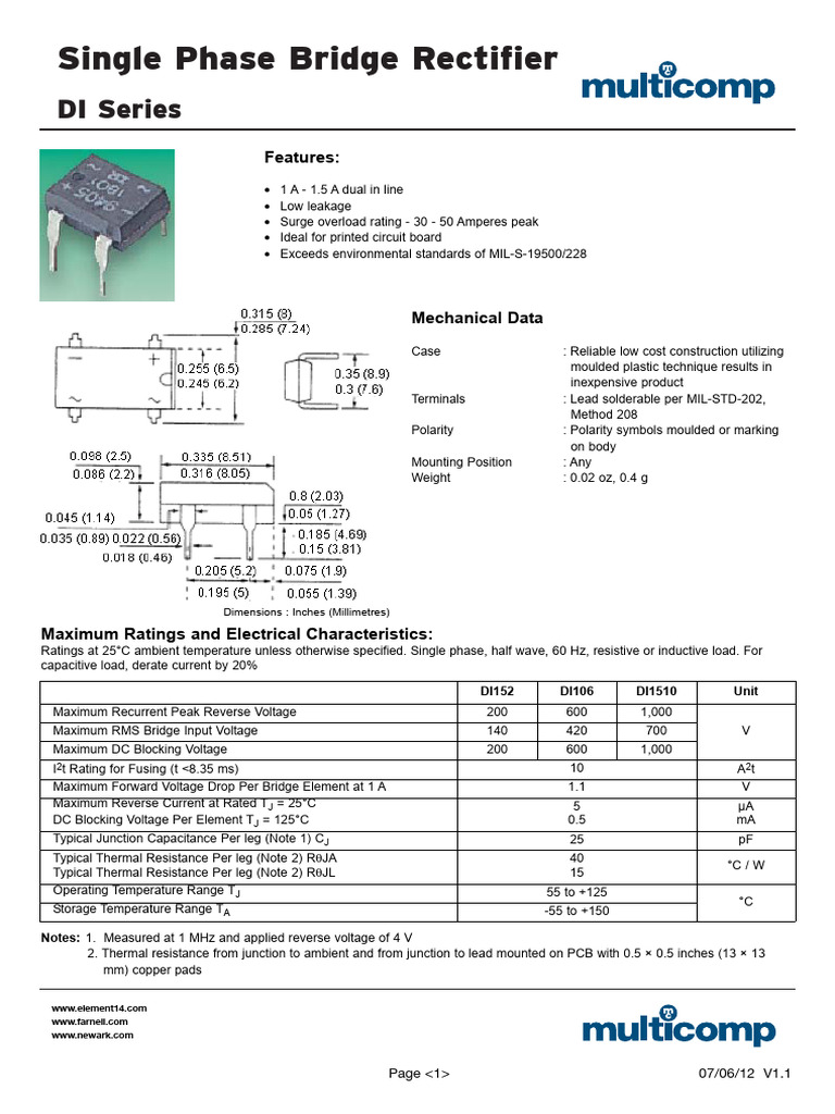 Single Phase Bridge Rectifier | PDF | Rectifier | Electrical Engineering