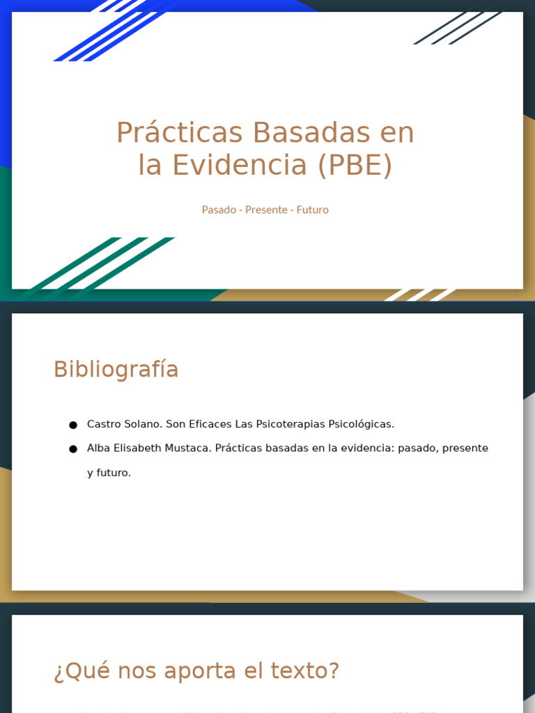 Prácticas Basadas en La Evidencia (PBE) - Mustaca | PDF | Psicoterapia ...