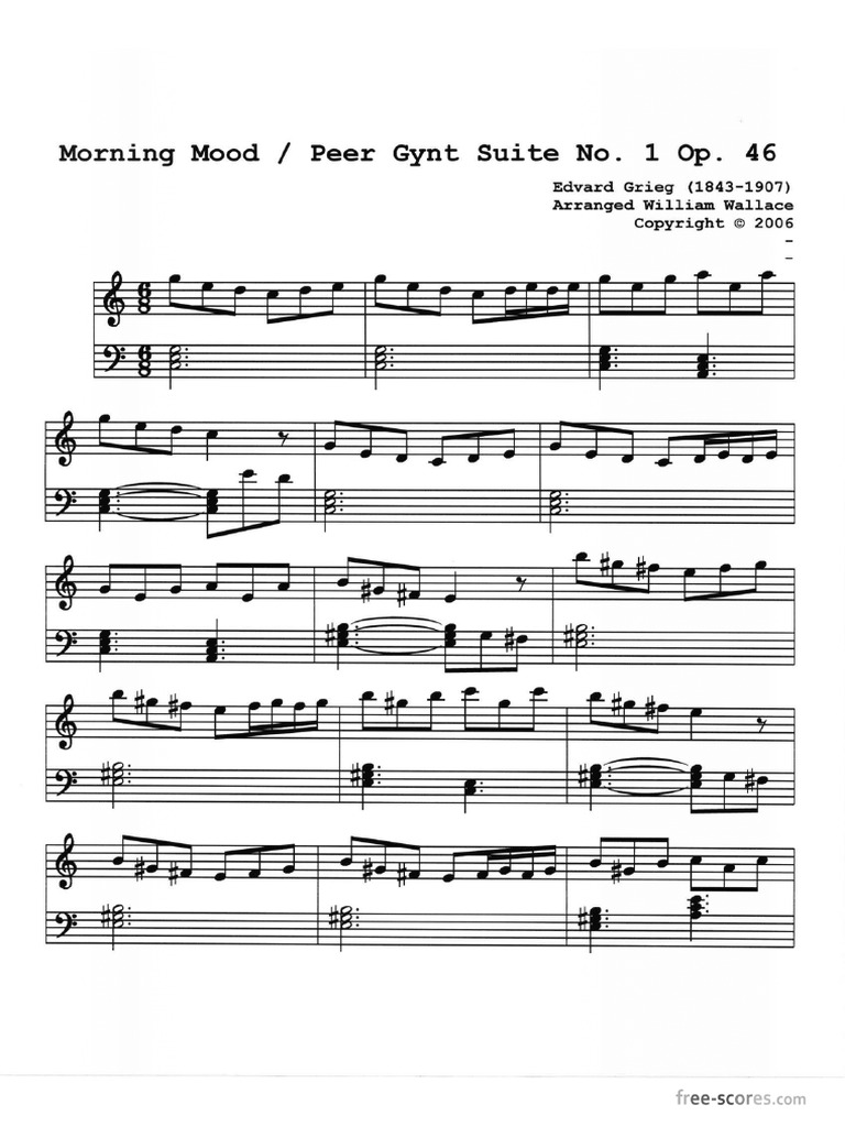 Grieg Edvard Morning Mood Peer Gynt Suite 46 8352 | PDF