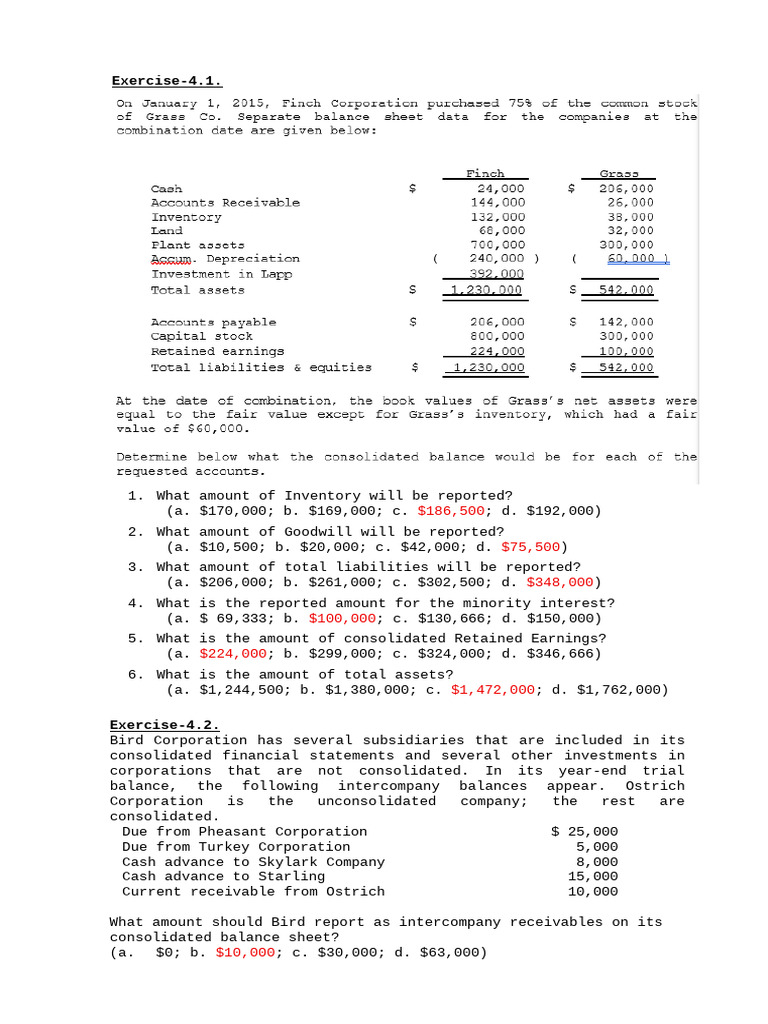 Consolidated Financial Exercises Guide | PDF | Consolidation (Business ...