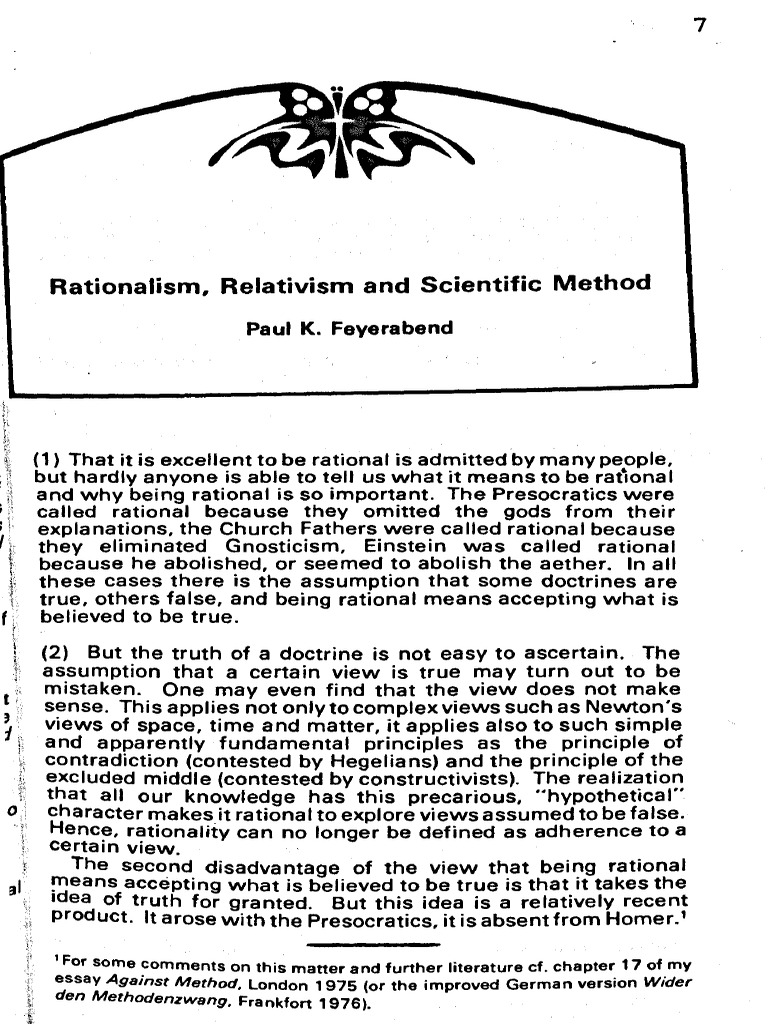 Rationalism, Relativism and Scientific Method | PDF | Rationality ...