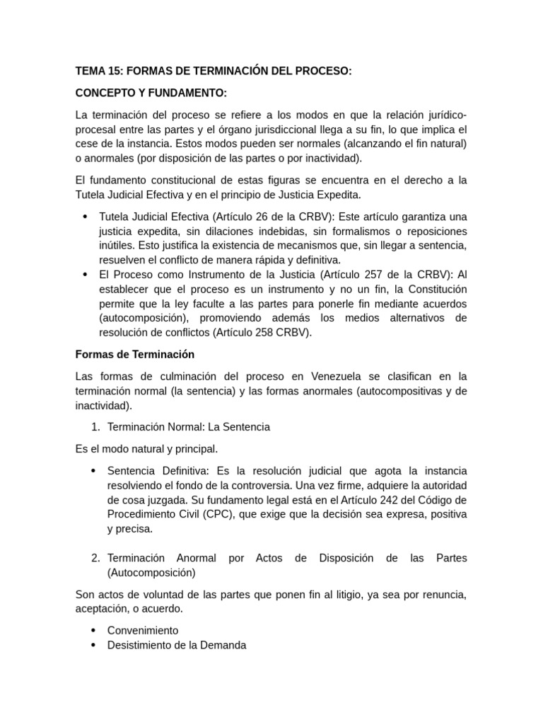 Formas de Terminación del Proceso Judicial | PDF | Demanda judicial ...