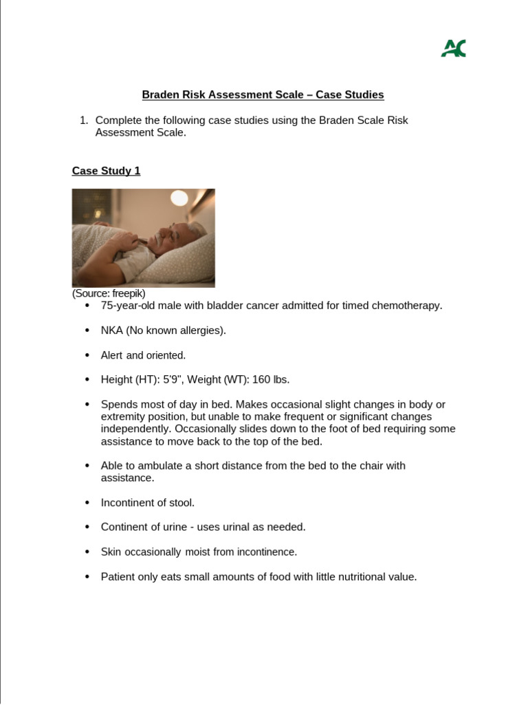 Braden Scale Case Studies Analysis | PDF | Urinary Incontinence ...