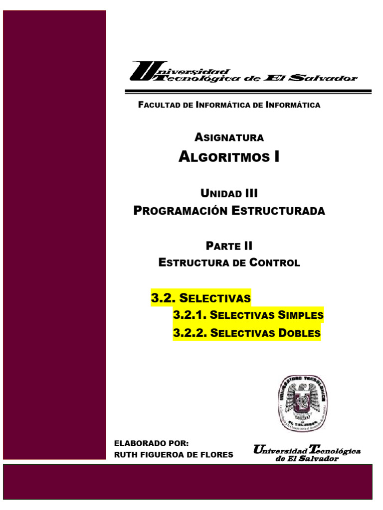 02- Unidad III - Estructuras de Control - Parte II - Selectivas Simples ...