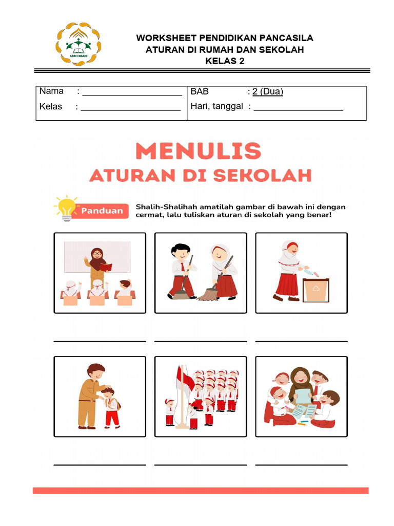 Worksheet Aturan Di Sekolah Sekolah | PDF