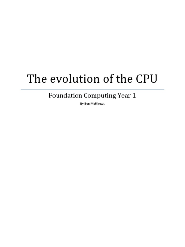 The Evolution of The CPU | PDF | Cpu Cache | Central Processing Unit