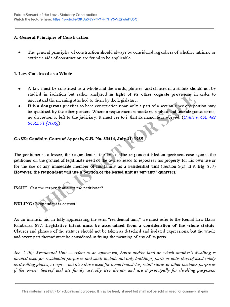 Intrinsic Aids in Statutory Construction | PDF | Statutory ...