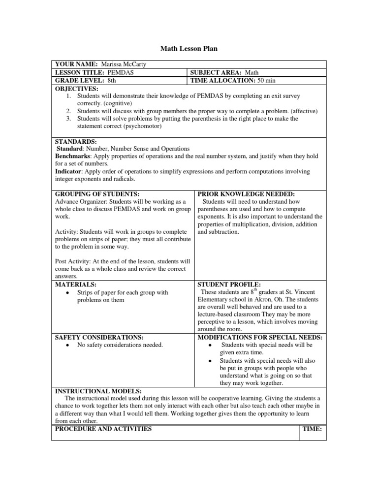 PEMDAS | PDF | Educational Assessment | Quality Of Life