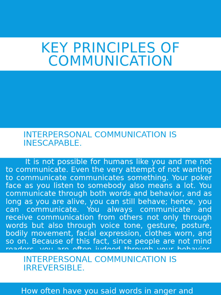 Key Principles of Interpersonal Communication | PDF | Communication ...