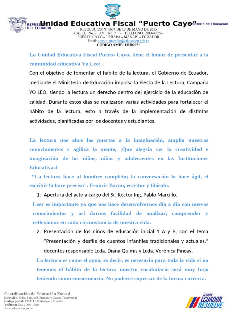 Fiesta de la Lectura: Yo Leo 2025 | PDF