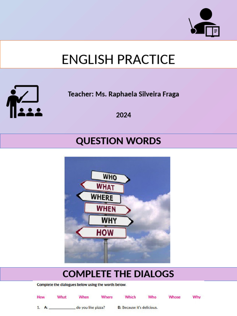 English Practice - Question Words | PDF