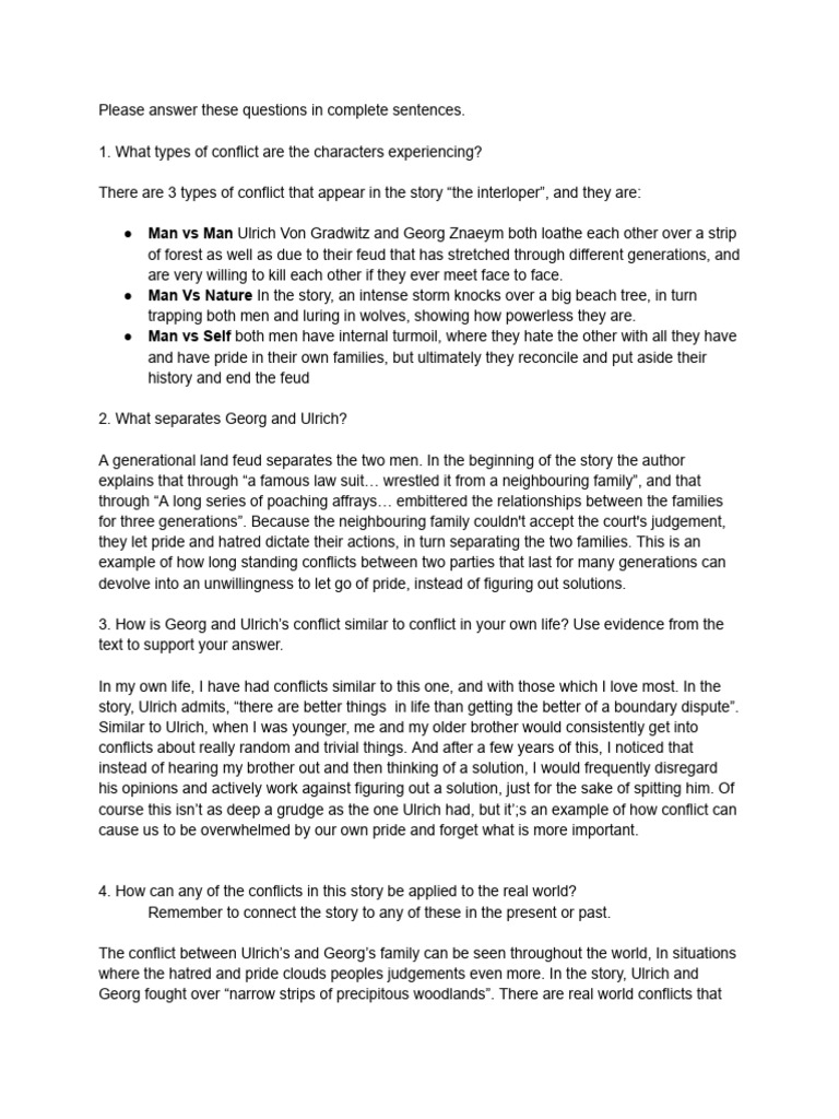 Conflicts in "The Interlopers" Explained | PDF