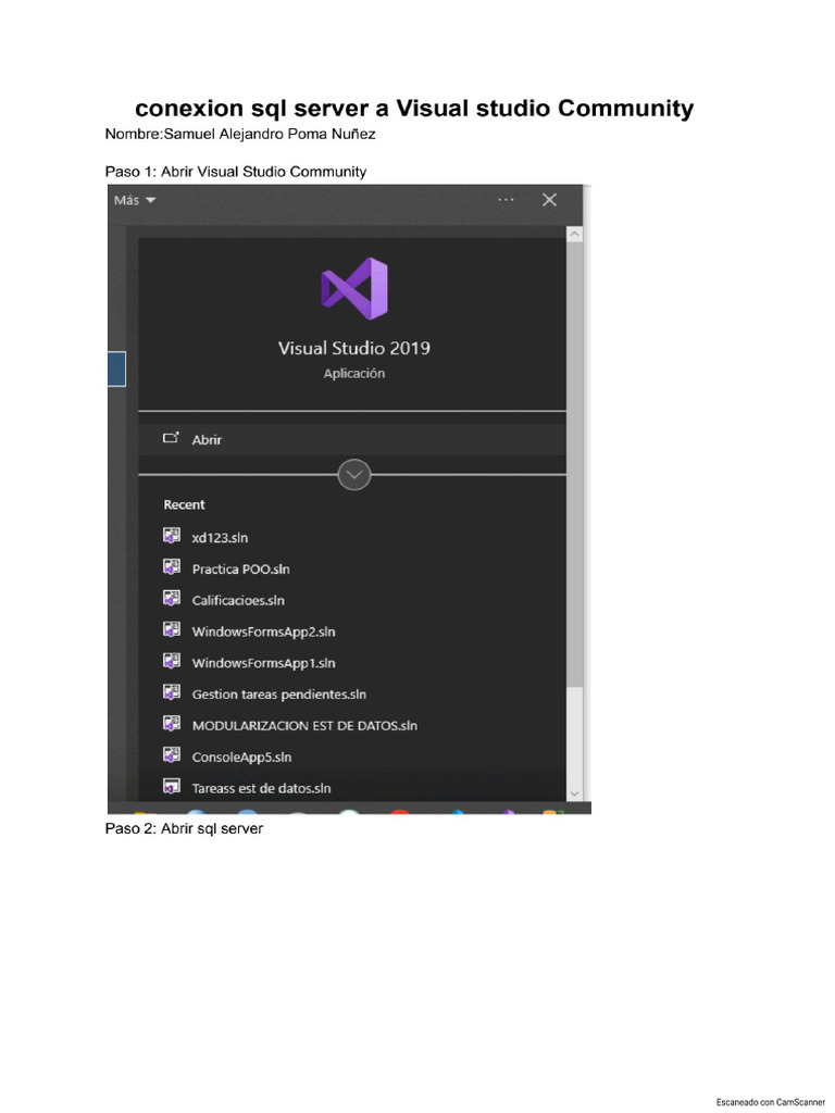 Conexion SQL Server A Visual Studio Community | PDF
