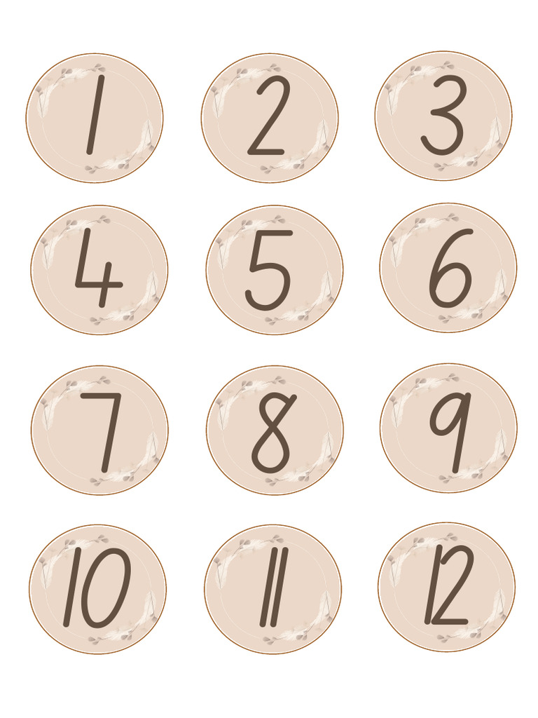 Boho Calendar Numbers A4 Document | PDF