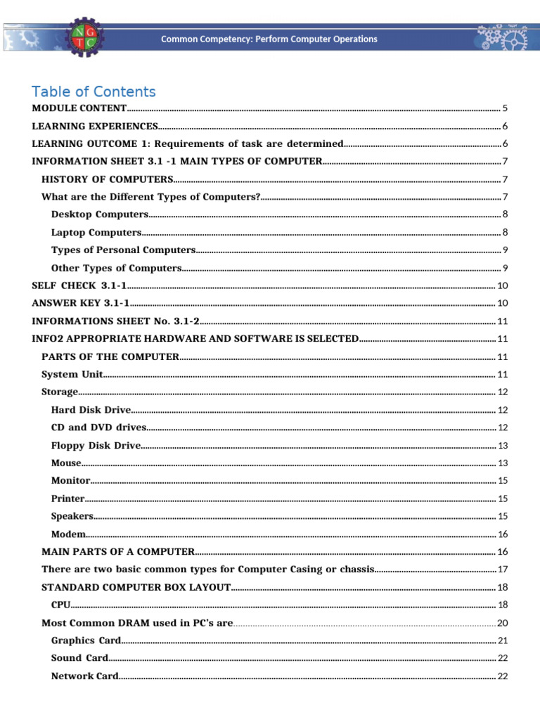Common Competency Perform Computer Operations | PDF | Dynamic Random Access Memory | Random ...