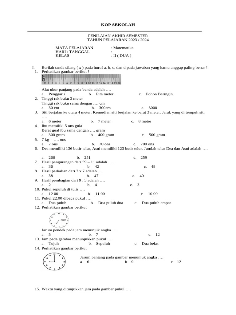 SOAL PAT KELAS II SMT II | PDF