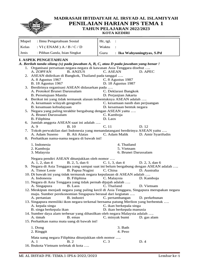 Soal Uh Ips Kelas 5 Tema 8 Dan 9 | PDF