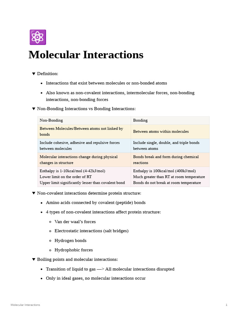 Understanding Molecular Interactions | PDF | Intermolecular Force ...