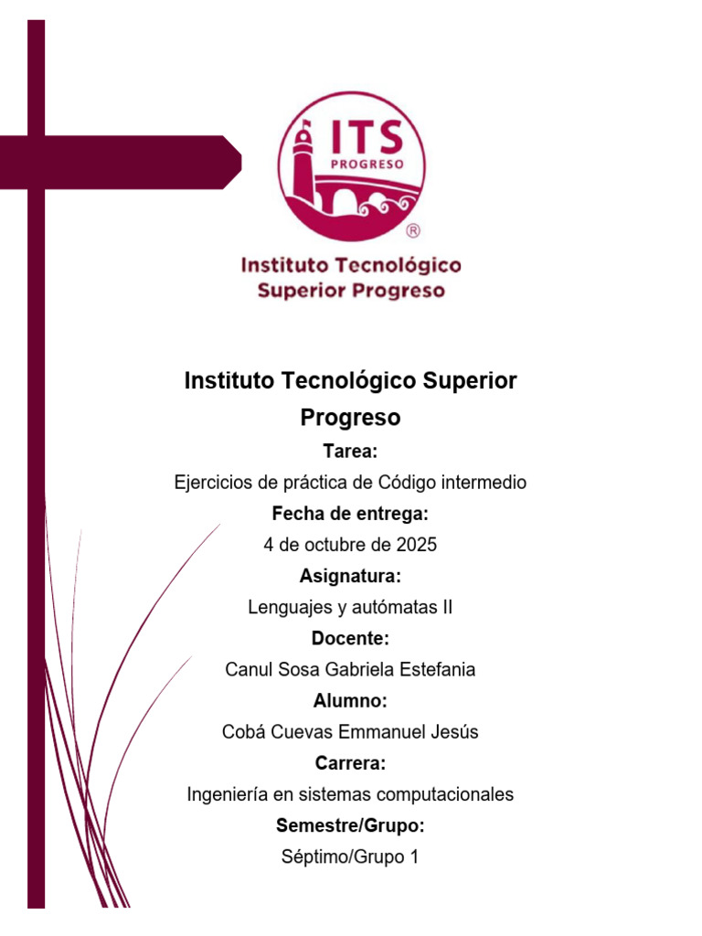 Ejercicios de Práctica de Código Intermedio G1 Coba Cuevas Emmanuel | PDF