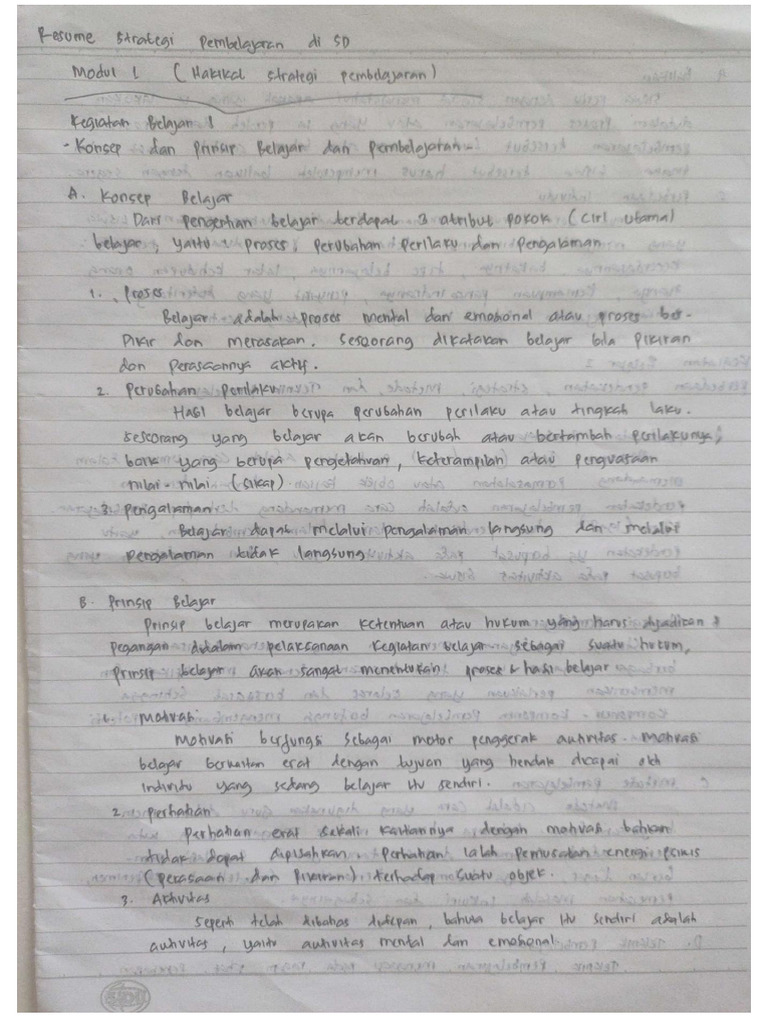 Resume Dan Peta Konsep Strategi Pembelajaran Di Sd (Lutfhianita Hayani ...