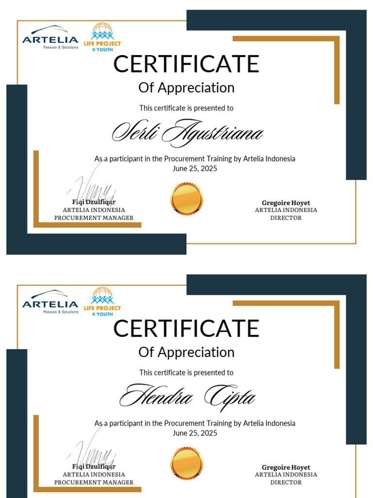 3. Certificates - Procurement Training_Signed Fiqi | PDF