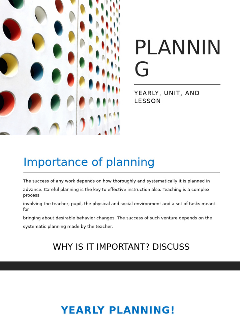 Yearly, Unit, Lesson Planning | PDF | Learning | Lesson Plan