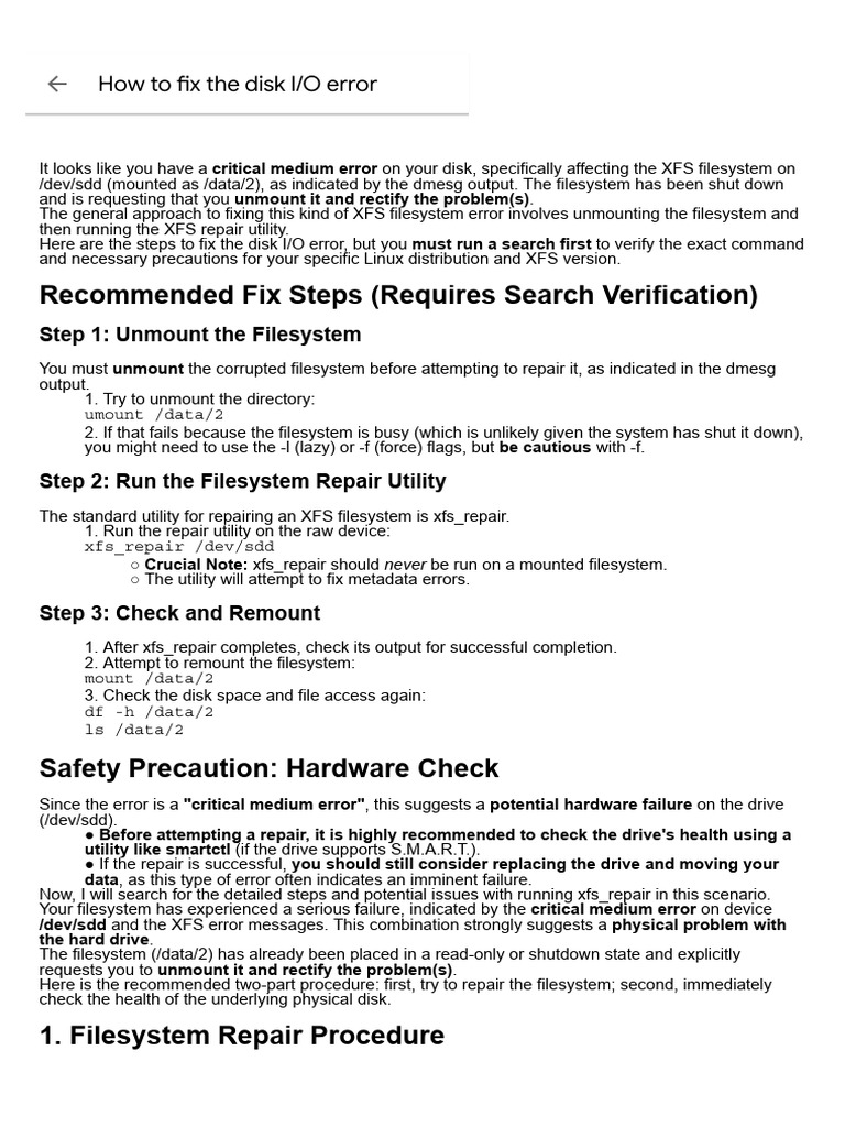 How To Fix The Disk I:O Error | PDF | File System | Computing