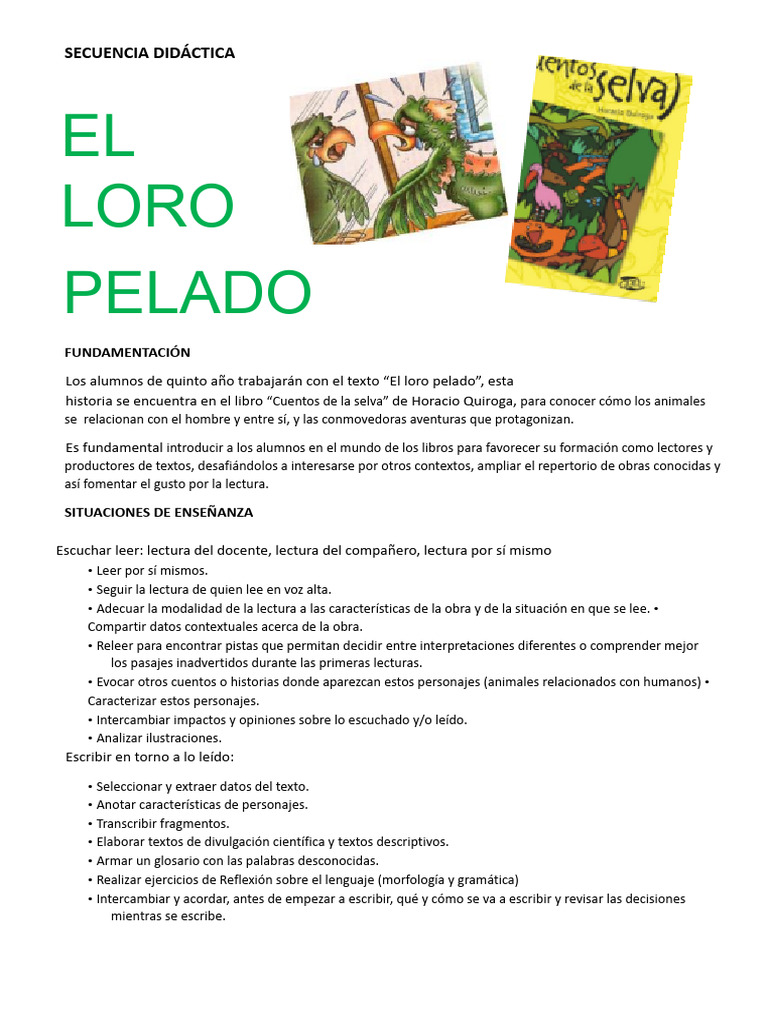 Secuencia Didáctica El Loro Pelado | PDF