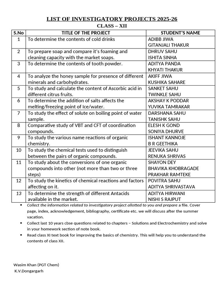 Investigatory Project 24-25 | PDF | Chemistry | Chemical Reactions