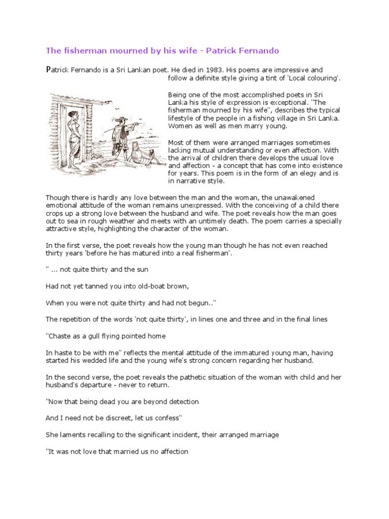 The Fisherman Mourned by His Wife | PDF | Poetry | Wife